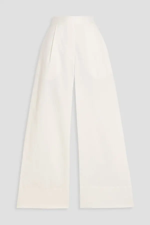 Matteau Cropped Cotton-blend Twill Wide-leg Pants - White