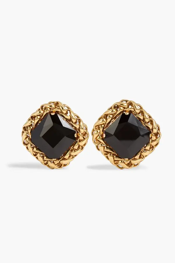JENNIFER BEHR Belle Tone Crystal Earrings - Black