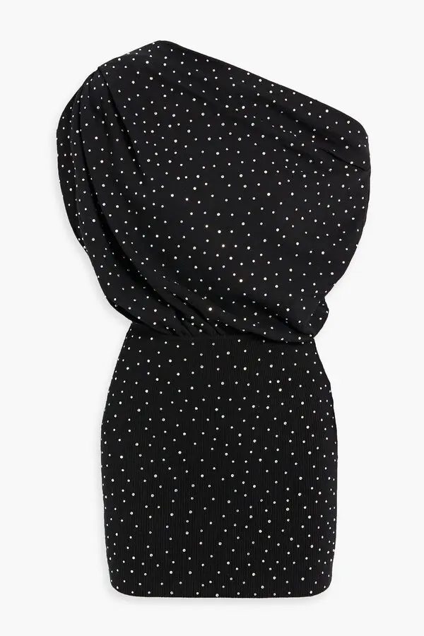 THE SEI Draped Crystal-embellished Mini Dress - Black