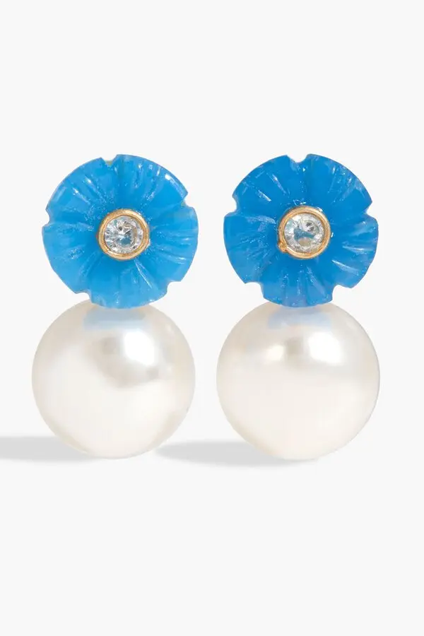 JENNIFER BEHR Libby Moonstone And Faux Pearl Earrings - Azure