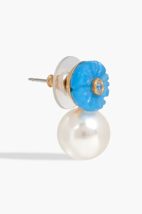JENNIFER BEHR Libby Moonstone And Faux Pearl Earrings - Azure