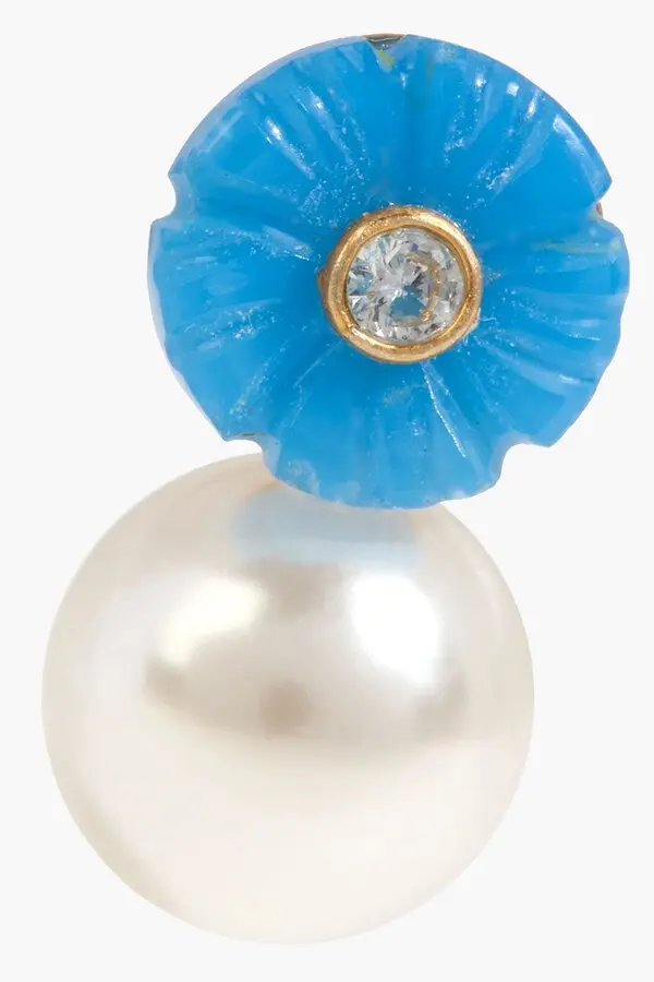 JENNIFER BEHR Libby Moonstone And Faux Pearl Earrings - Azure