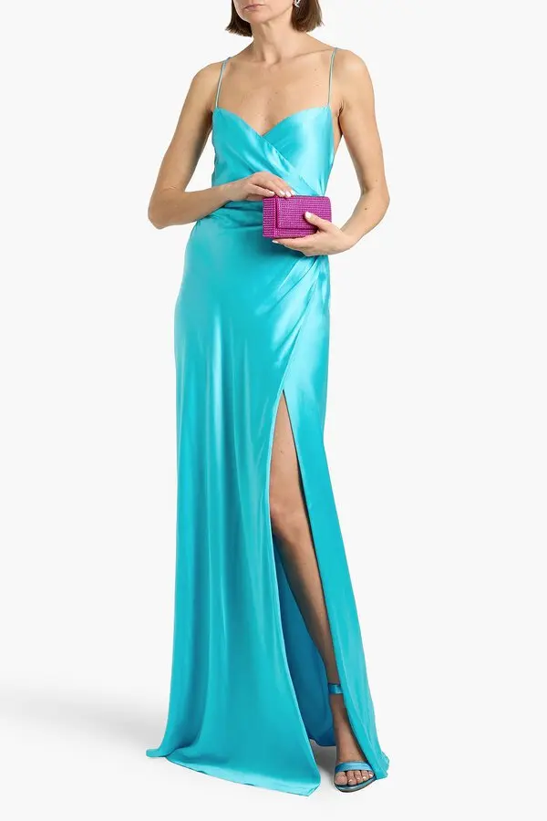 THE SEI Wrap-effect Silk-satin Gown