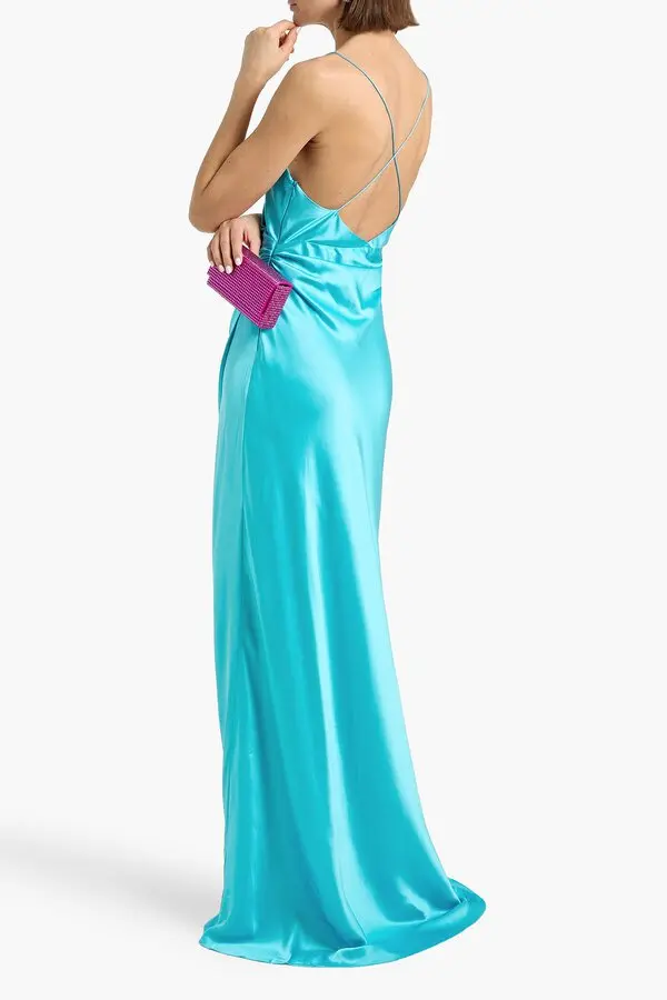 THE SEI Wrap-effect Silk-satin Gown