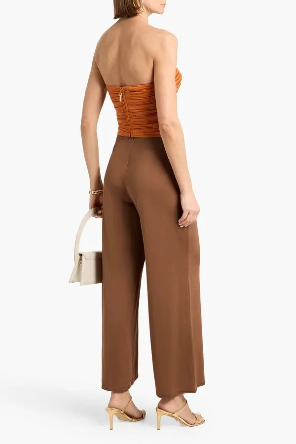 Cult Gaia Maria Strapless Plissé-satin Top