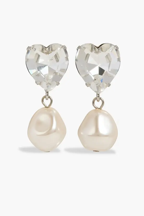 JENNIFER BEHR Crystal And Faux Pearl Earrings - Silver