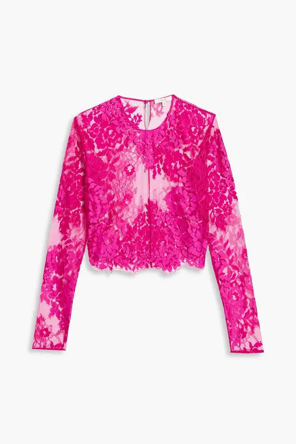 THE SEI Cropped Corded Lace Top