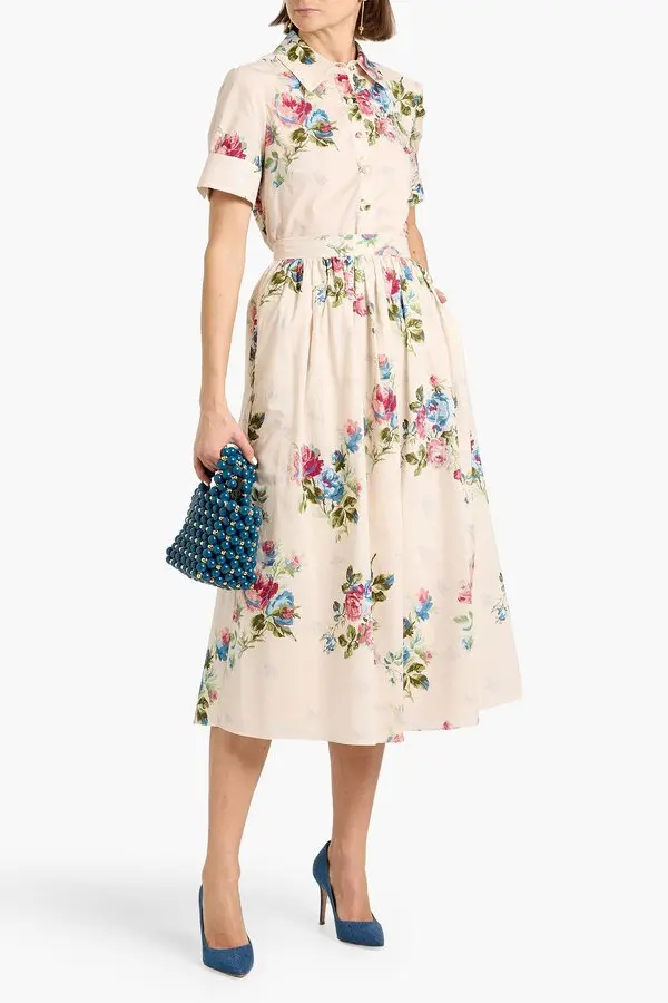 MIKAEL AGHAL Floral-print Cotton-poplin Shirt