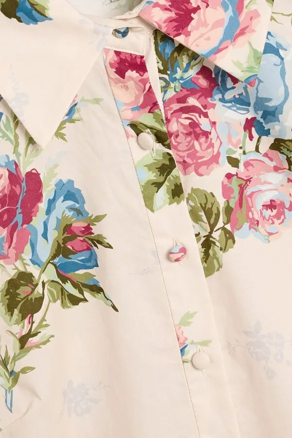 MIKAEL AGHAL Floral-print Cotton-poplin Shirt