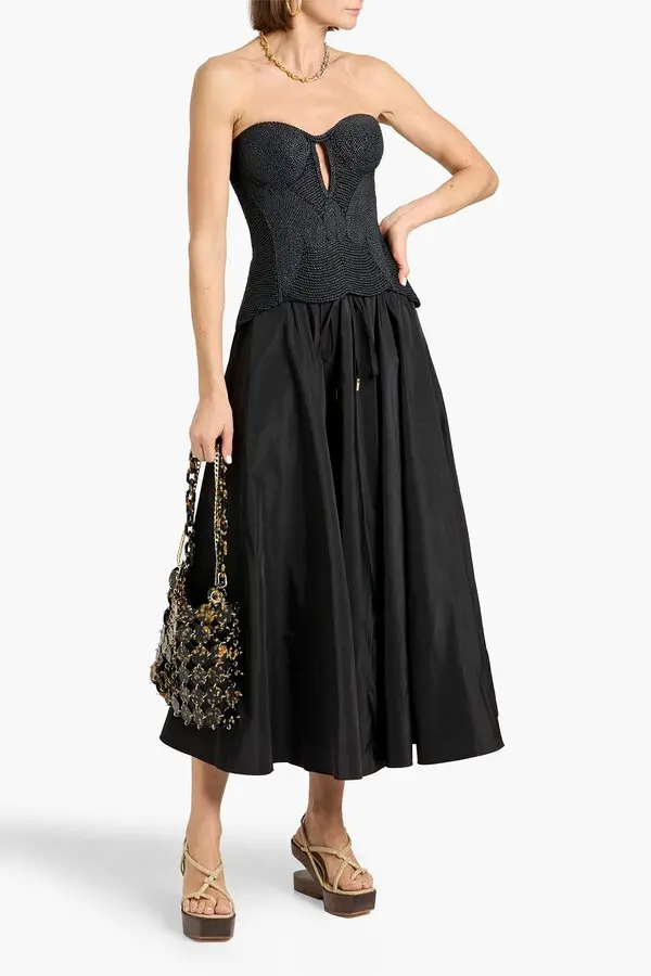 Cult Gaia Rosalee Taffeta Midi Skirt - Black