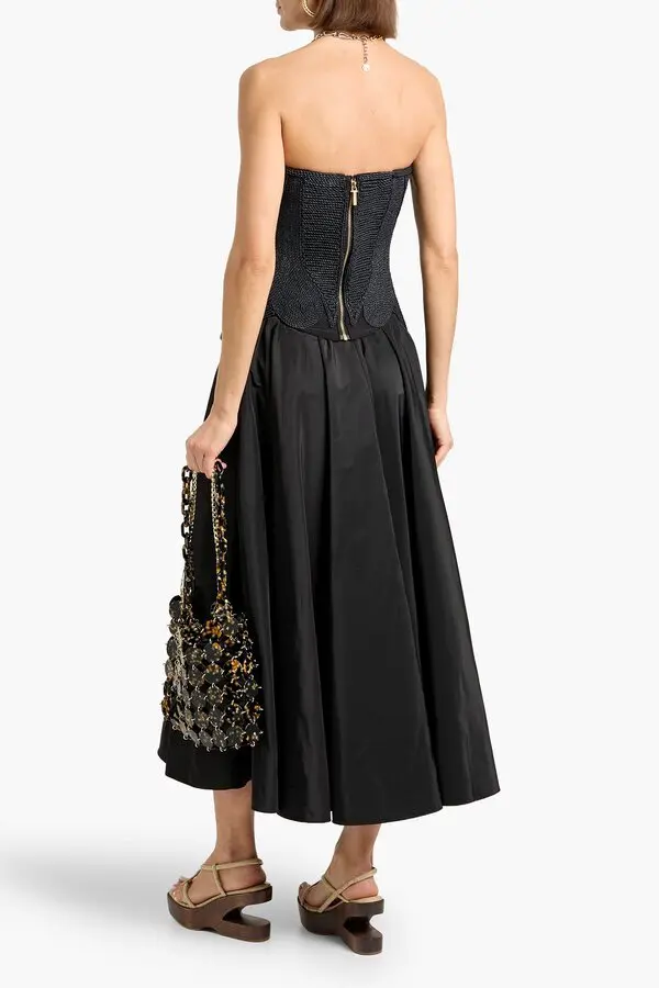 Cult Gaia Rosalee Taffeta Midi Skirt - Black