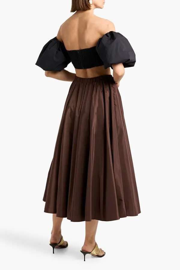 Cult Gaia Rosalee Taffeta Midi Skirt - Chocolate