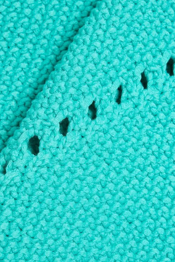 THE SEI Crocheted Cotton-blend Top With Pointelle Trims - Turquoise