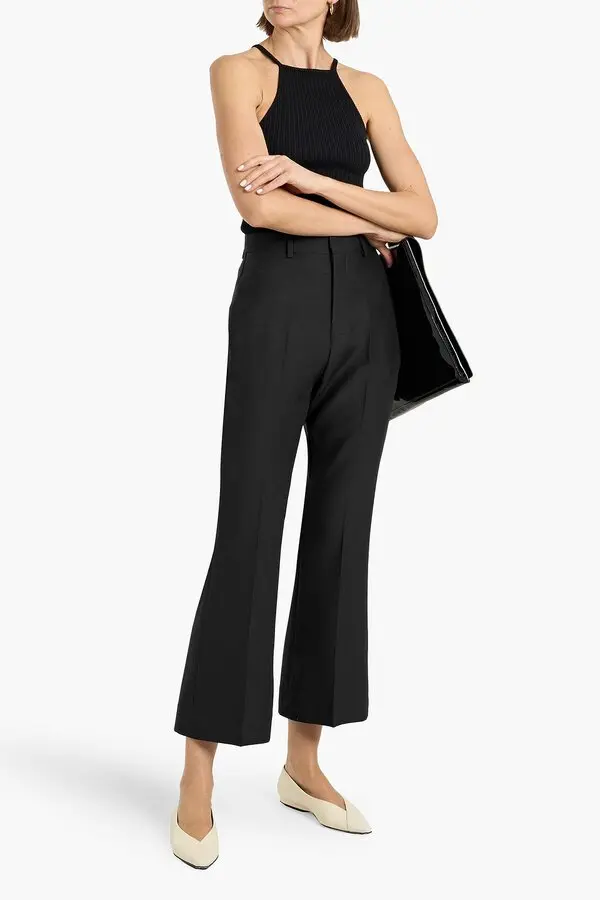 Bite Studios Credo Wool And Silk-blend Crepe Bootcut Pants - Black
