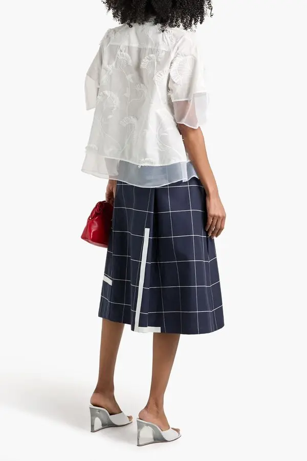 3.1 Phillip Lim Embroidered Organza-paneled Cotton-gauze Top