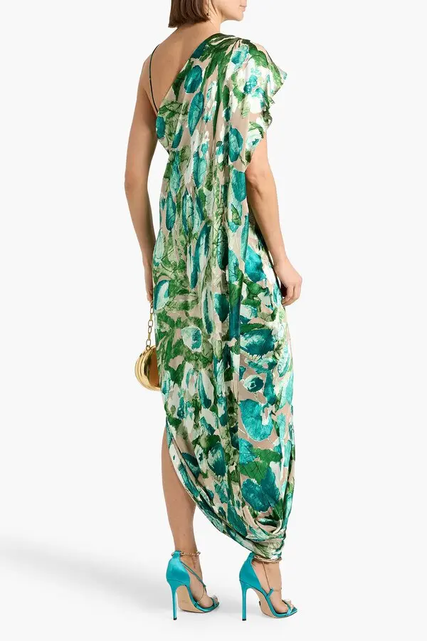 Cult Gaia Iker One-shoulder Silk-blend Devoré-chiffon Maxi Dress