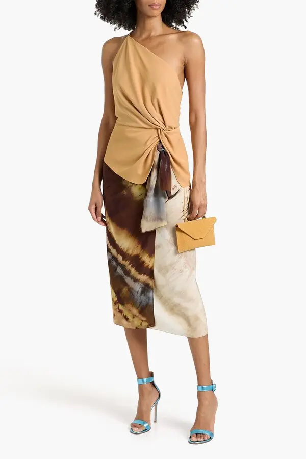 THE SEI One-shoulder Twisted Crepe Top