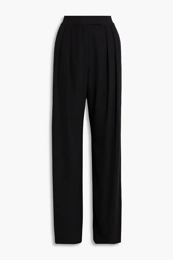 THE SEI Pleated Crepe Wide-leg Pants - Black