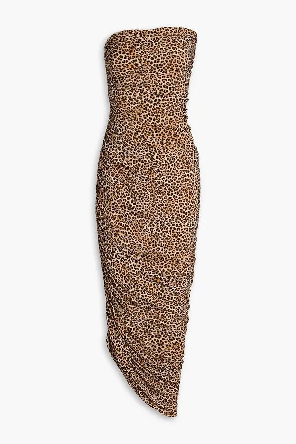 Norma Kamali Diana Strapless Leopard-print Maxi Dress - Ecru