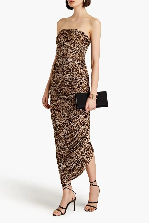 Norma Kamali Diana Strapless Leopard-print Maxi Dress - Ecru