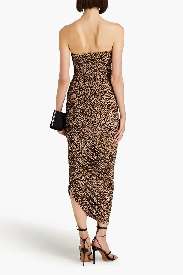 Norma Kamali Diana Strapless Leopard-print Maxi Dress - Ecru