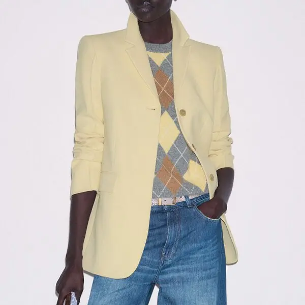 ME+EM Slim Contour Blazer - Dusted Lemon Yellow