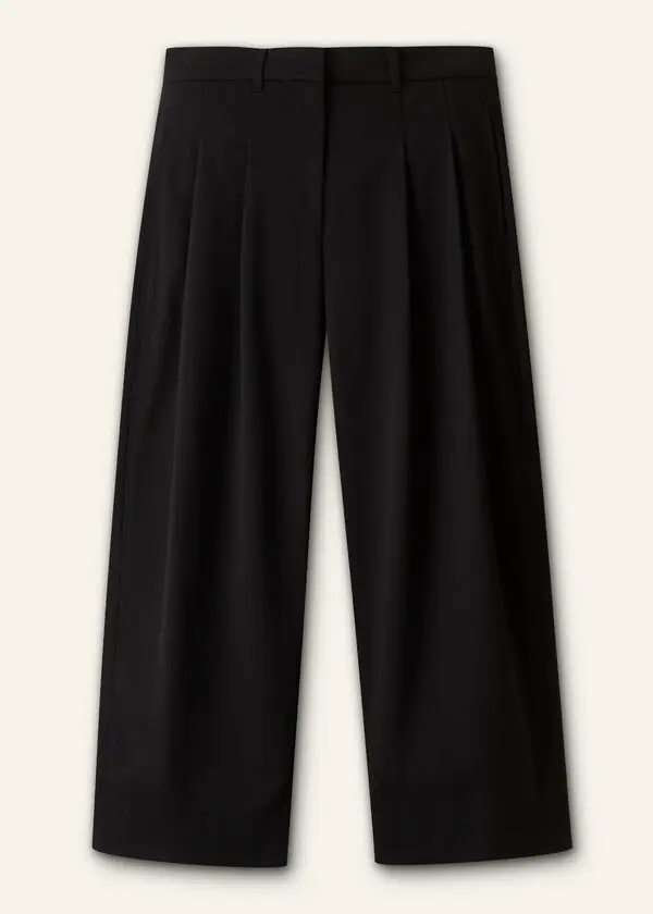 ME+EM Straight Crop Pleat Front Trousers - Black