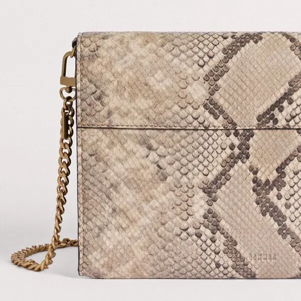 ME+EM Snake Embossed Clutch With Chain Strap - White/grey/black