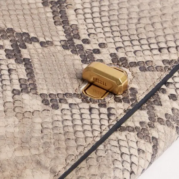 ME+EM Snake Embossed Clutch With Chain Strap - White/grey/black