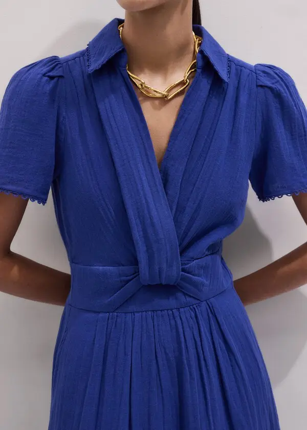 ME+EM Fit + Flare Twist Detail Maxi Dress - Deep Blue