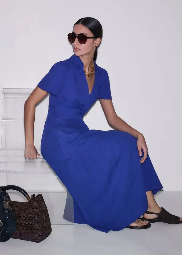 ME+EM Fit + Flare Twist Detail Maxi Dress - Deep Blue