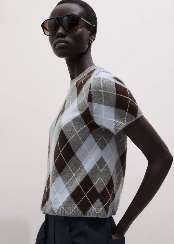 ME+EM Cashmere Argyle Baby Tee