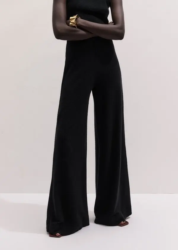 ME+EM Textured Wide-leg Palazzo Pant - Black
