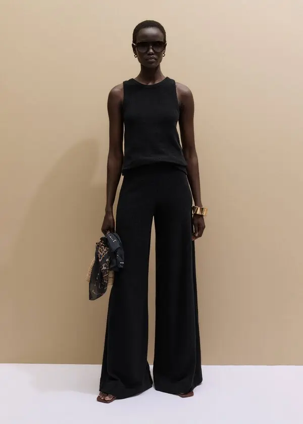 ME+EM Textured Wide-leg Palazzo Pant
