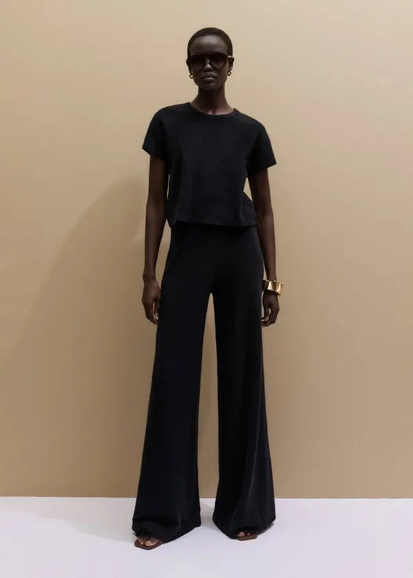 ME+EM Textured Wide-leg Palazzo Pant