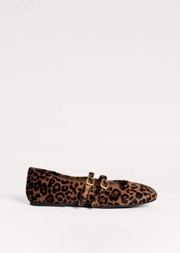 ME+EM Leopard Print Ballerina - Dark Brown Multi