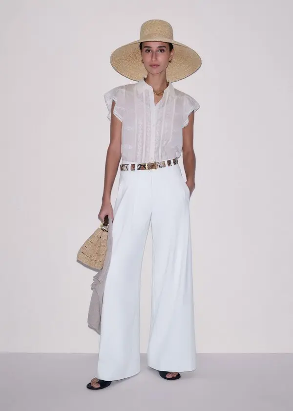 ME+EM Silk Cotton Embroidered Blouse With Cami