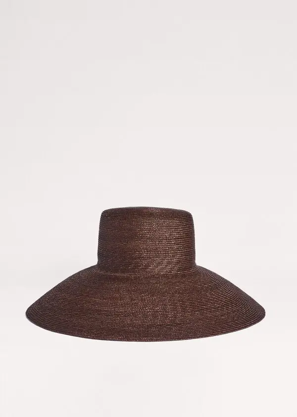 ME+EM Wide Brim Straw Hat - Chocolate