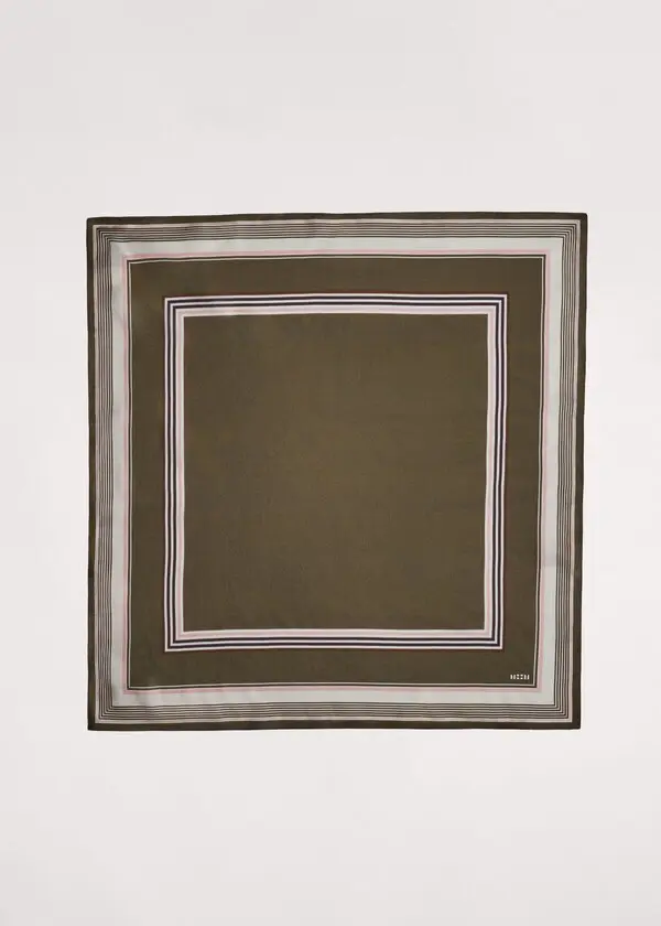 ME+EM Multi Border Scarf Olive-multi - Olive/multi