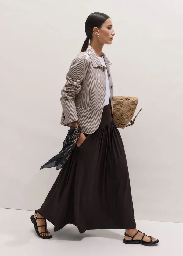 ME+EM Rib Waist Maxi Skirt