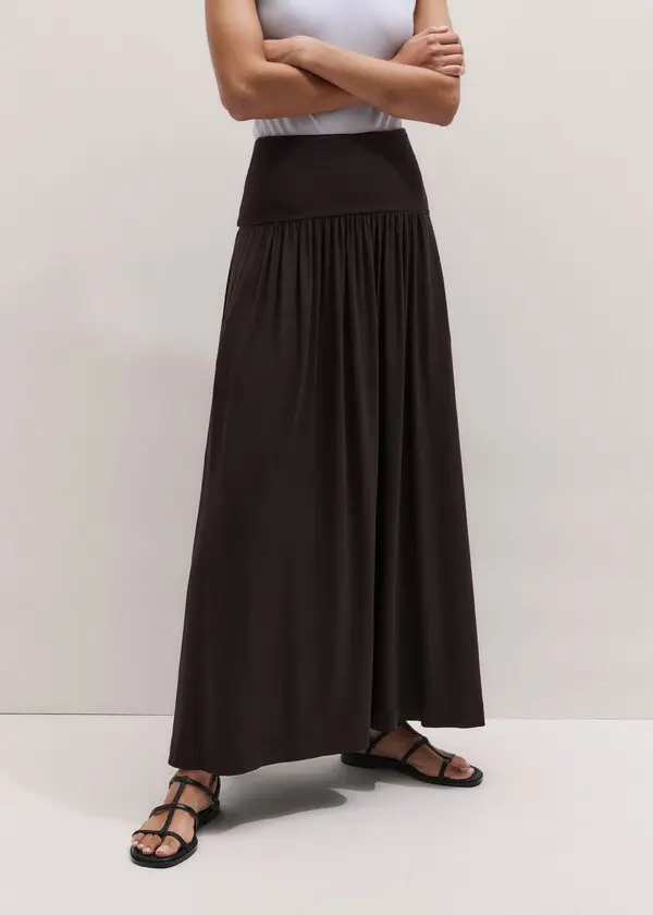 ME+EM Rib Waist Maxi Skirt