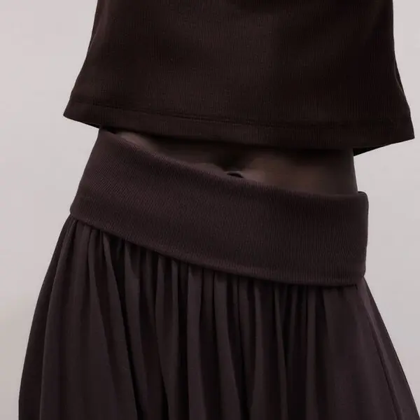 ME+EM Rib Waist Maxi Skirt