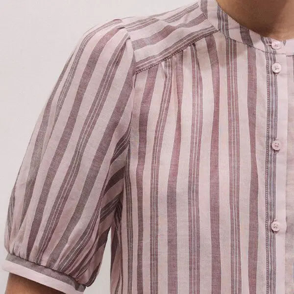 ME+EM Striped Tie Blouse - Pink Multi