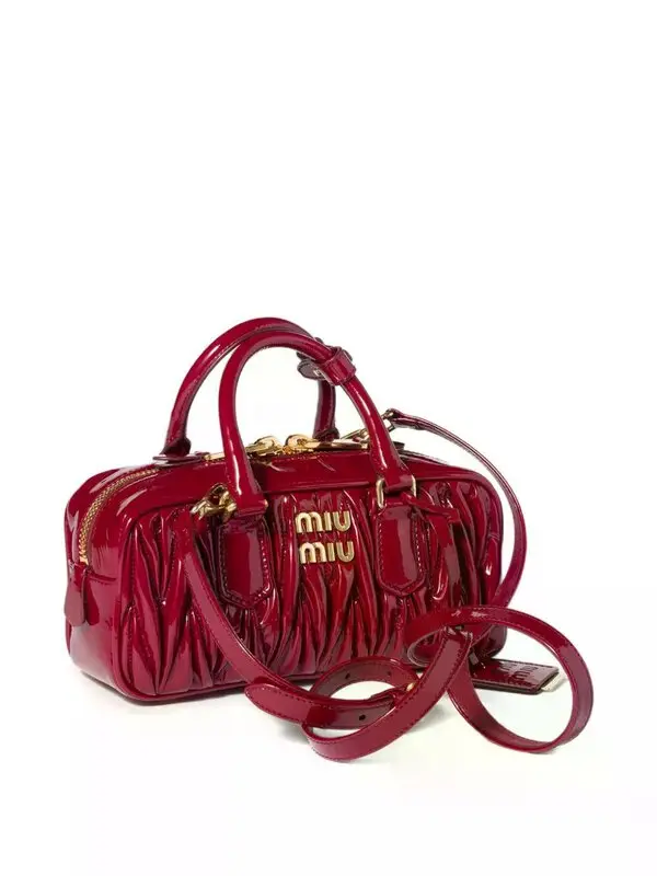Miu Miu Arcadie Matelassé Patent Leather Bag - Red
