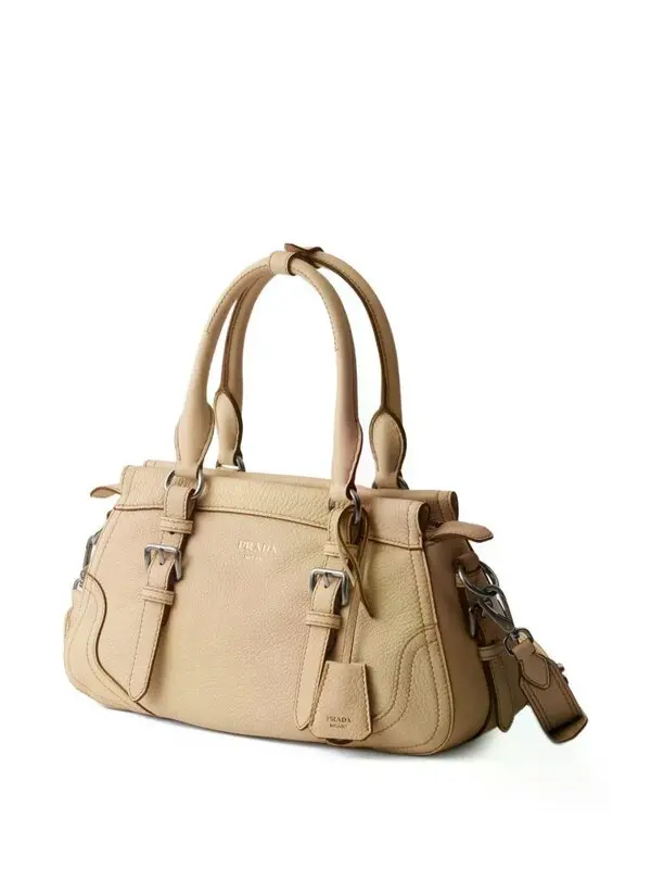 Prada Large Leather Tote Bag - Neutrals