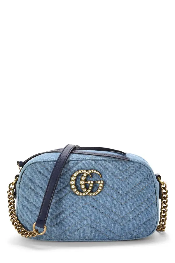 Gucci Denim Gg Marmont Crossbody - Blue