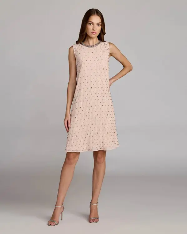 Mac Duggal Embellished Sleeveless Shift Mini Dress
