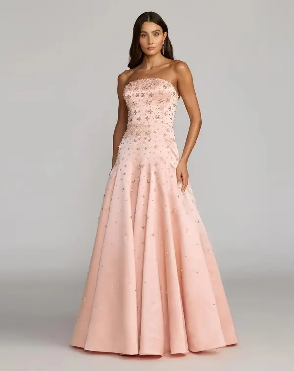 Mac Duggal Embellished Satin Ball Gown With Pockets