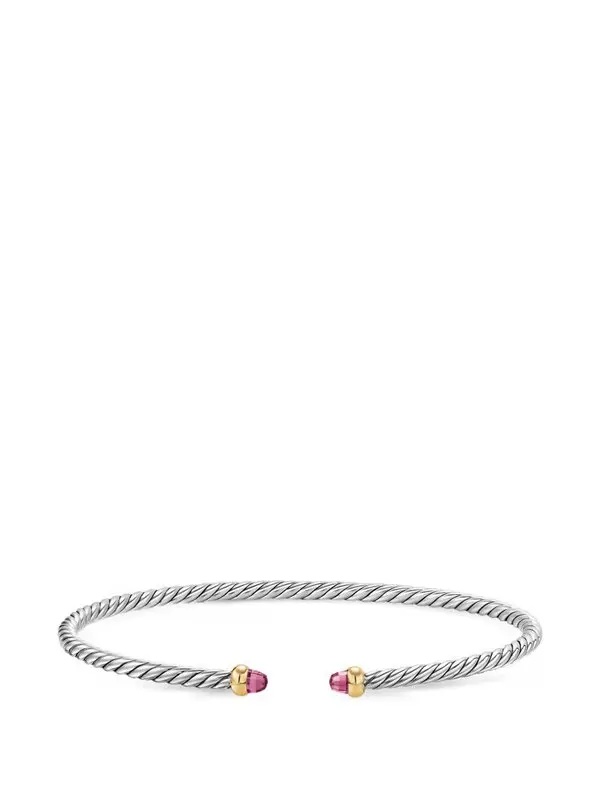 David Yurman Sterling And 14k Yellow Gold Pink Tourmaline Micro Cable Flex® Bracelet