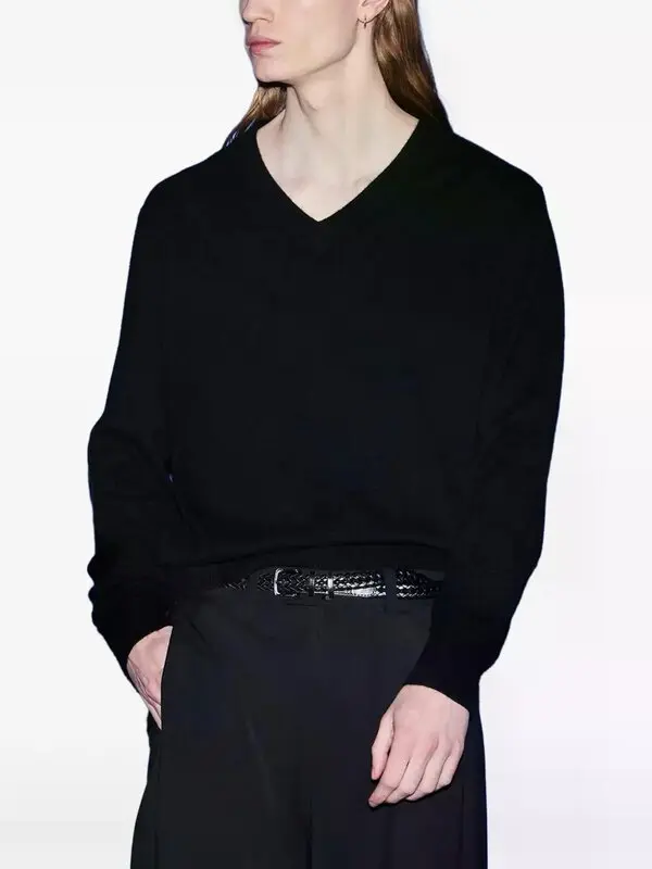 ENTIRE STUDIOS V-neck Long Sleeve Sweater - Black